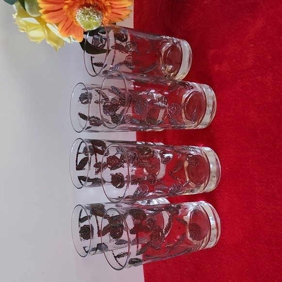 Dining | 7 Piece Of Vintage Rose With Leaves Design Drinking Glasses ...